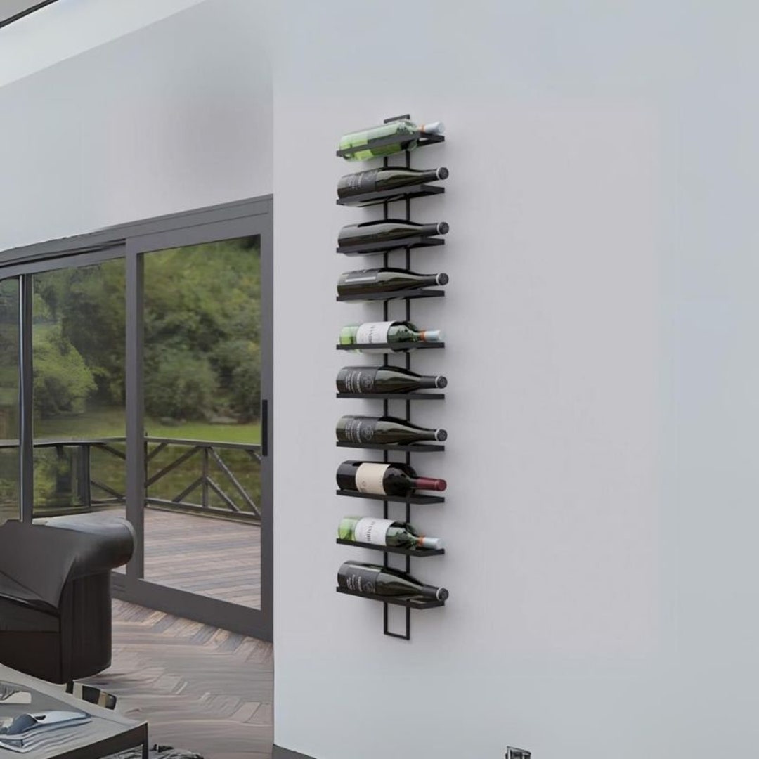 Wine Rack Modern Metal Wall Mounted 10 Bottles Minimalist Stylish and ...