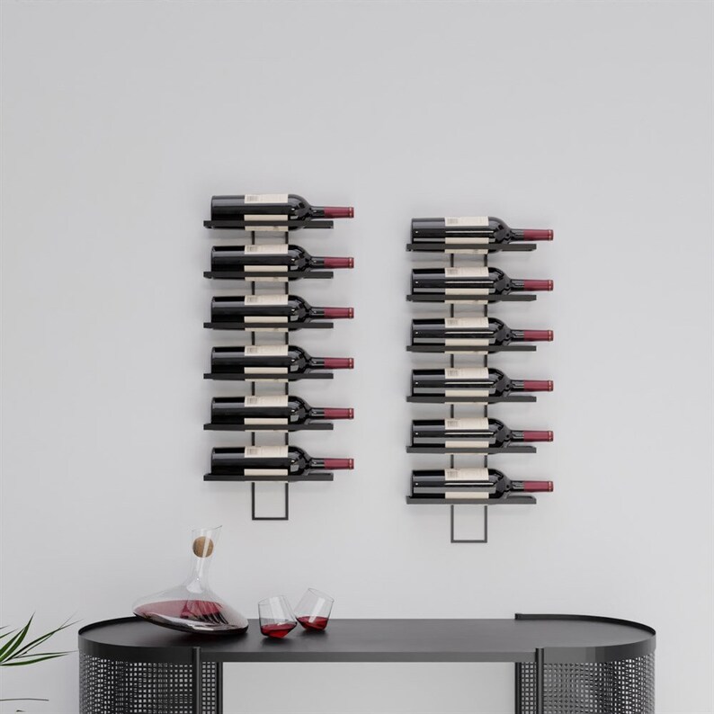 Wine Rack Modern Metal Wall Mounted Minimalist Design Wall Mounted, 12 ...