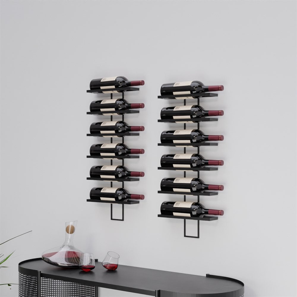 Wine Rack Modern Metal Wall Mounted Minimalist Design Wall Mounted, 12 ...