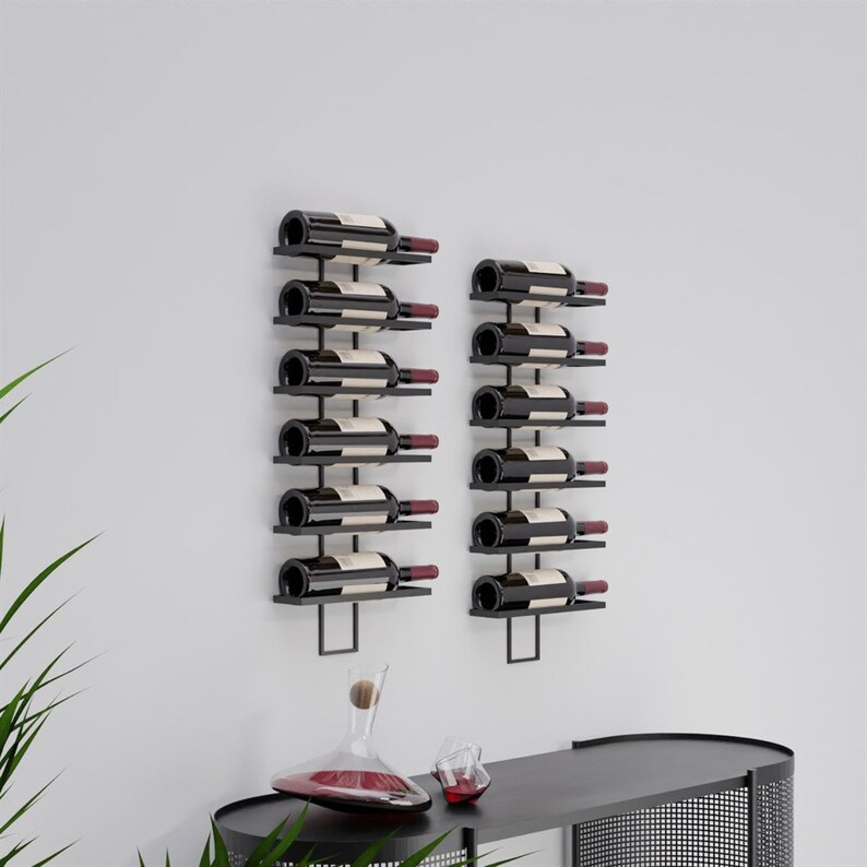 Wine Rack Modern Metal Wall Mounted Minimalist Design Wall Mounted, 12 ...