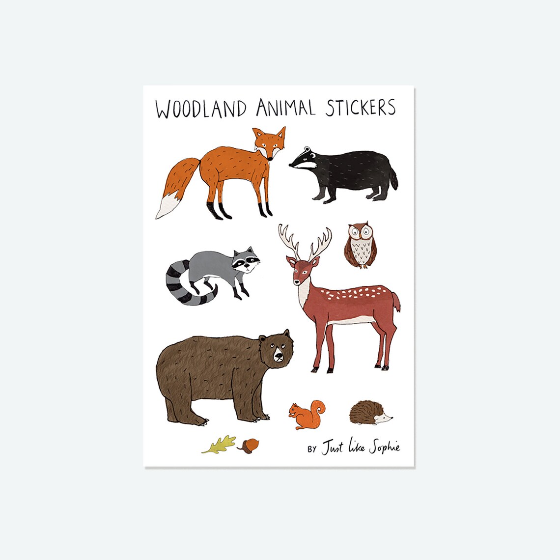 Woodland Animal Stickers A6 Sticker Sheet by Just Like Sophie - Etsy