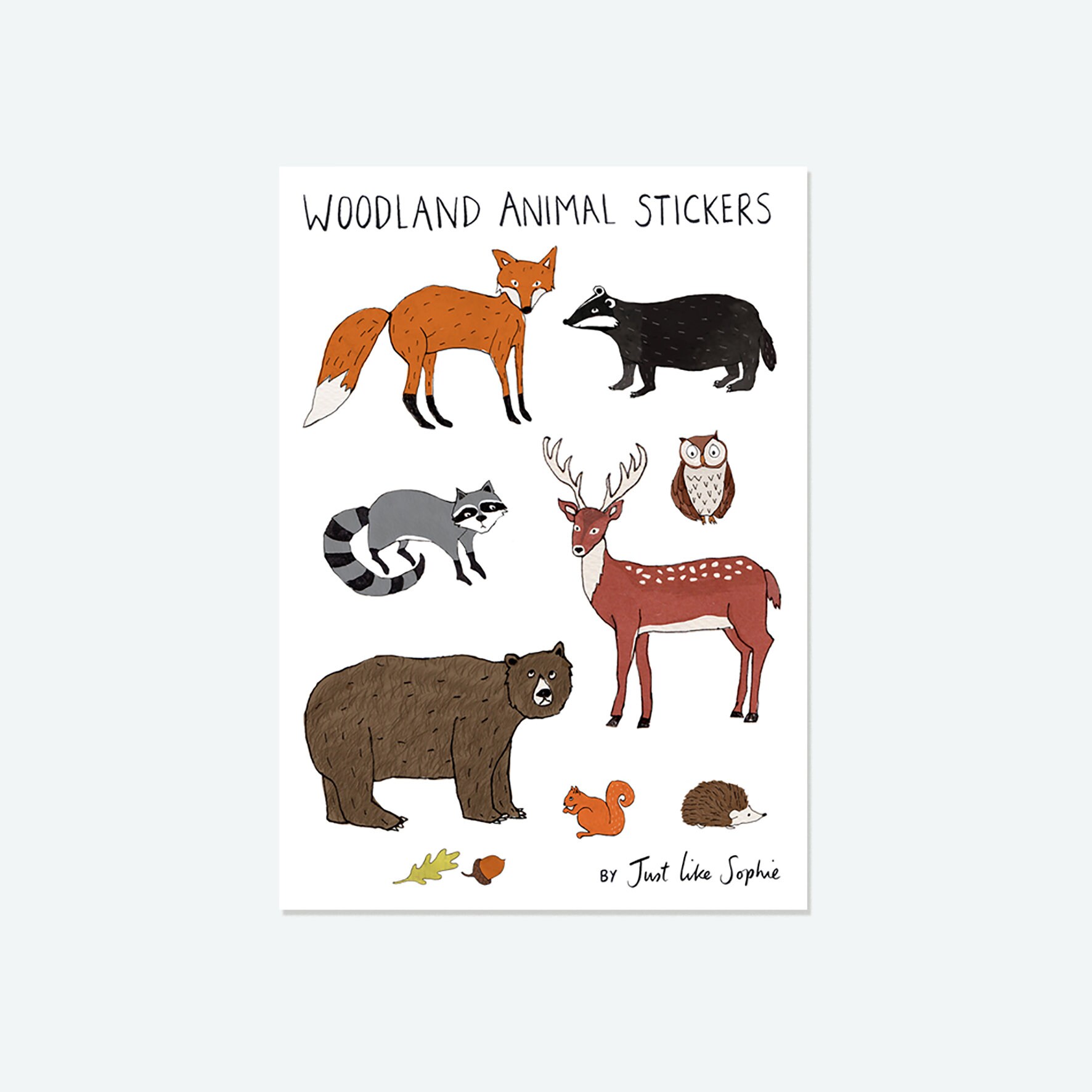 Woodland Animal Stickers A6 Sticker Sheet by Just Like Sophie - Etsy