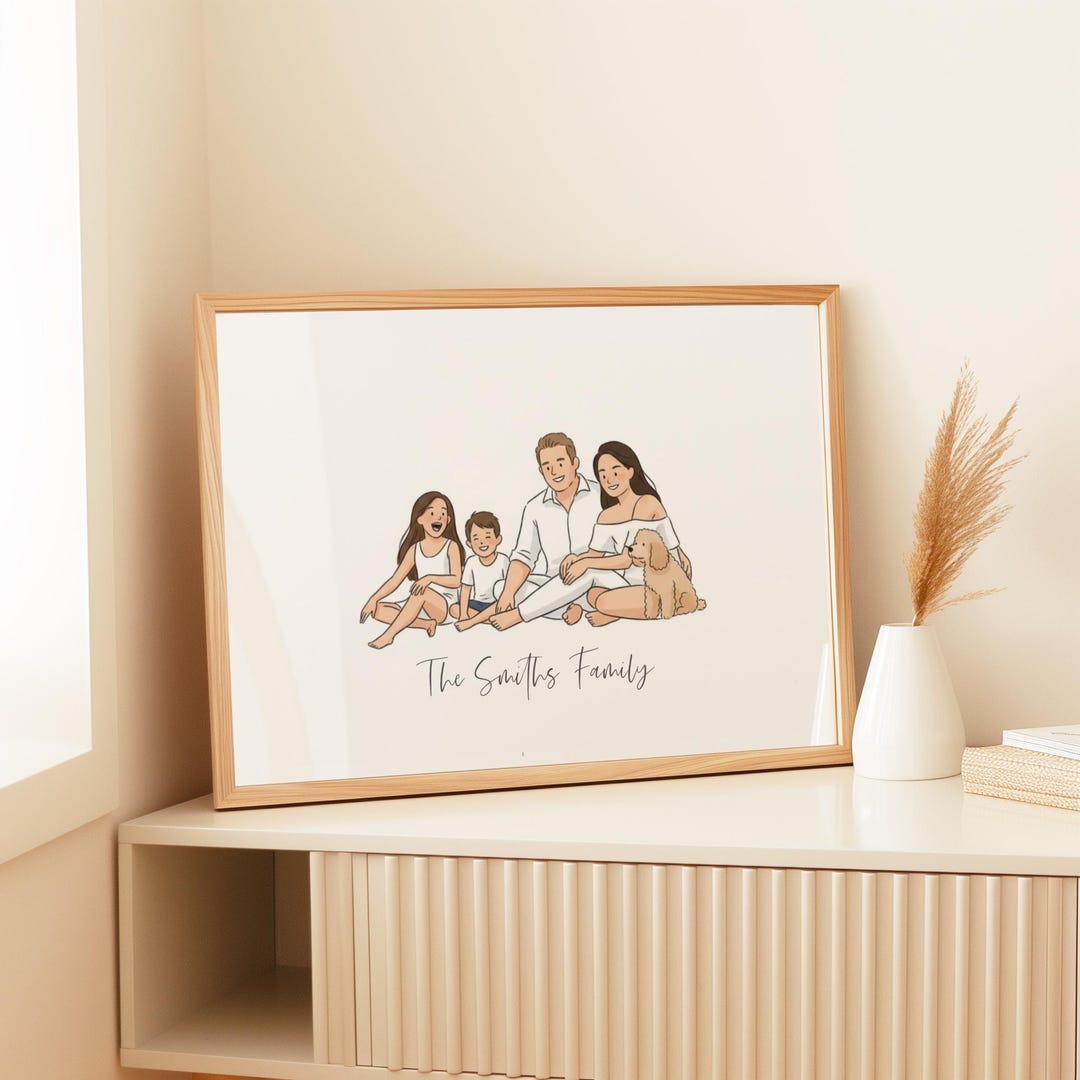 Custom Family Cartoon Portrait From Photo – Personalized Doodle ...