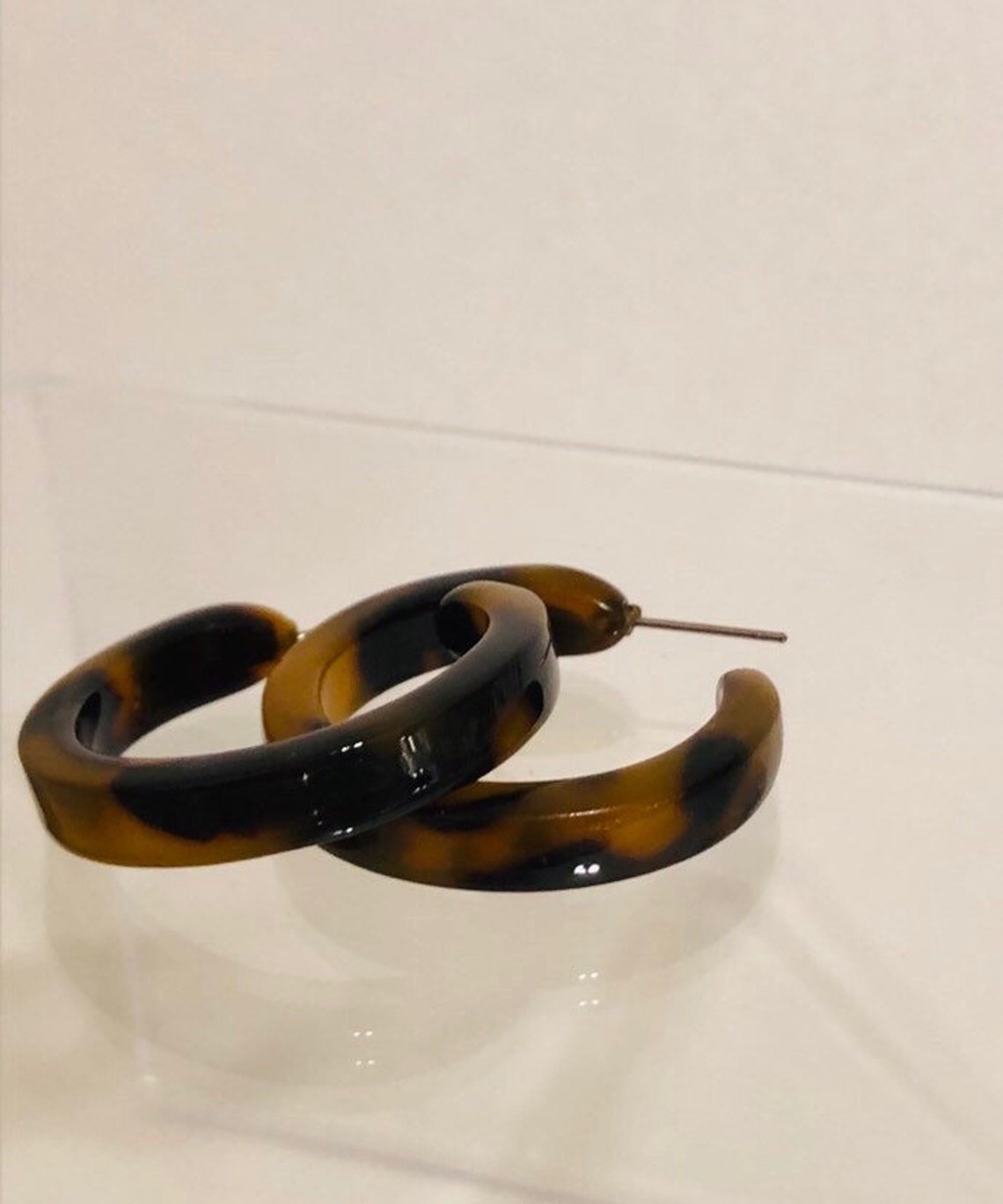 Chunky Tortoise Shell Hoop Earrings Acetate Earrings - Etsy