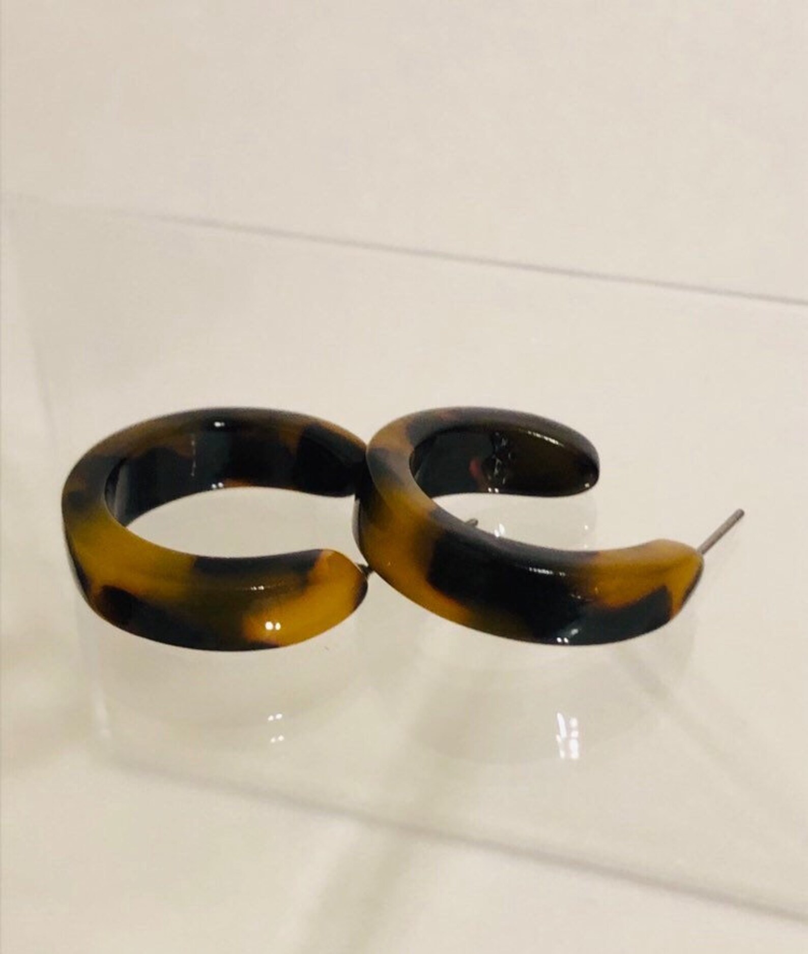 Chunky Tortoise Shell Hoop Earrings Acetate Earrings - Etsy
