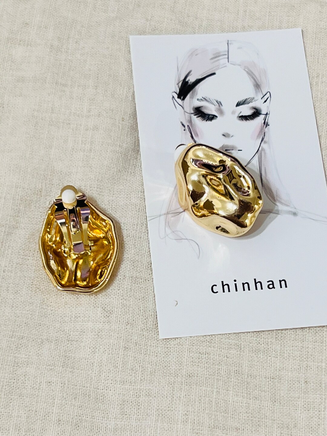 Vintage Inspired 14K Gold Plated Bold Clip on Stud Earrings, Gold ...