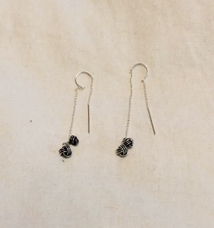 925 Sterling Silver Double Knot Dangle Thread Drop Earrings - Etsy