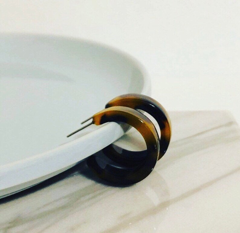 Chunky Tortoise Shell Hoop Earrings Acetate Earrings - Etsy