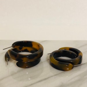 Chunky Tortoise Shell Hoop Earrings, Acetate Earrings, Tortoise Hoop Earrings in Small Size ...