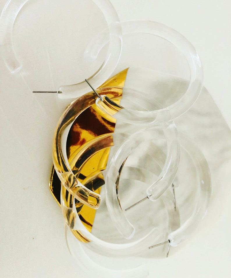 55mm Large Clear Lucite Hoop Earrings Transparent Hoop - Etsy