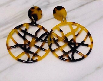 Geometric Earrings Matte Acrylic Earrings Tortoise Earrings - Etsy