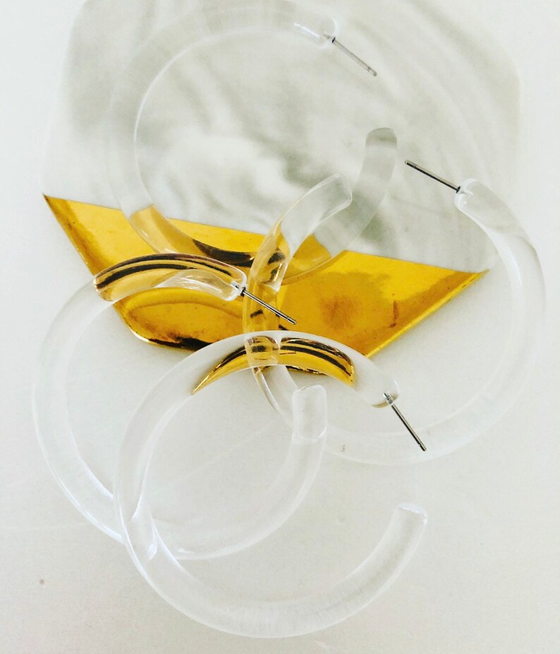 55mm Large Clear Lucite Hoop Earrings Transparent Hoop - Etsy