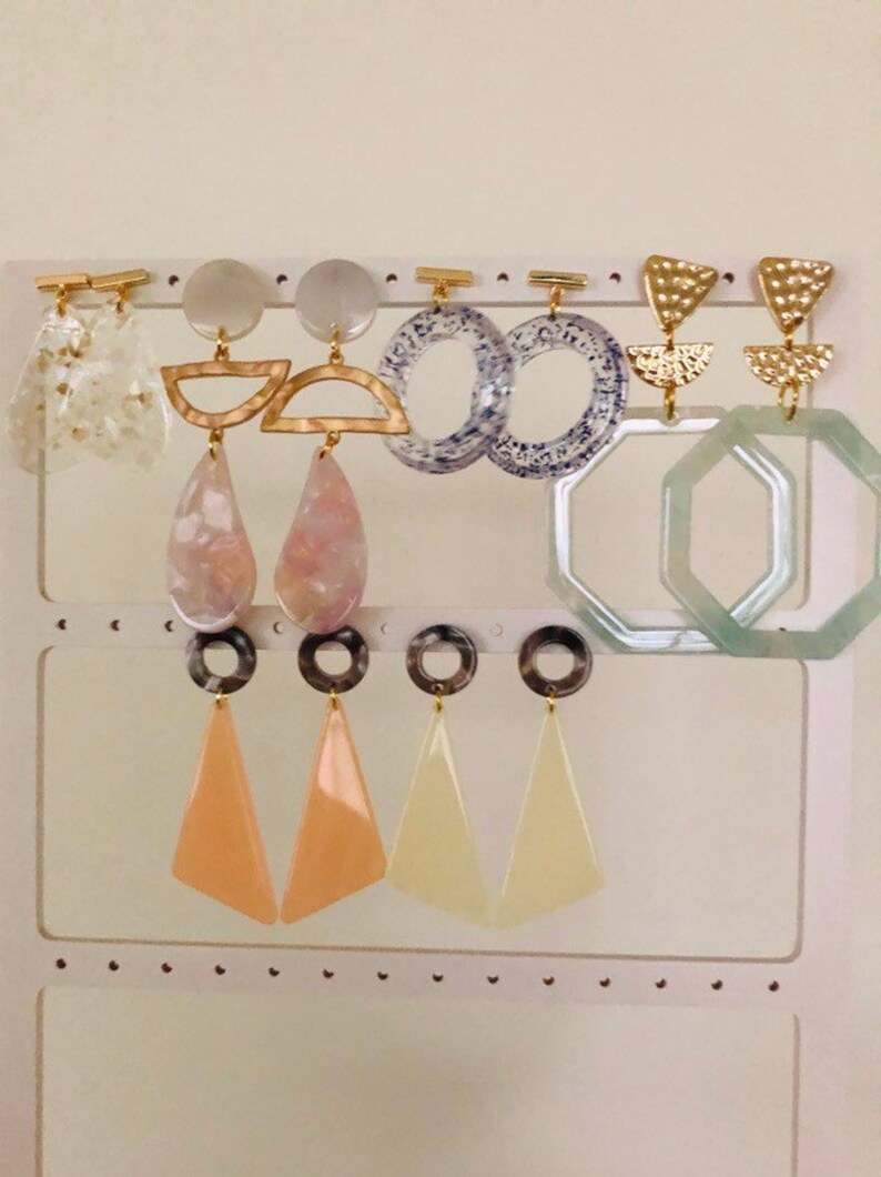 Geometrical Octagon Tortoise Shell Dangle Drop Earrings - Etsy