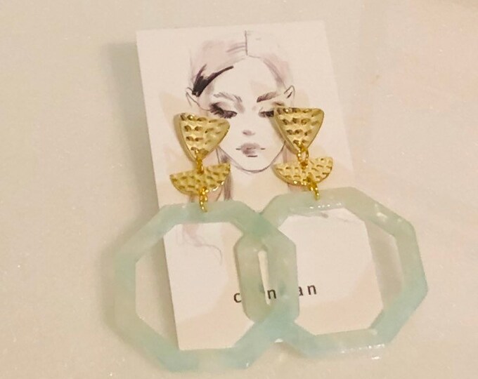 Geometrical Octagon Tortoise Shell Dangle Drop Earrings - Etsy