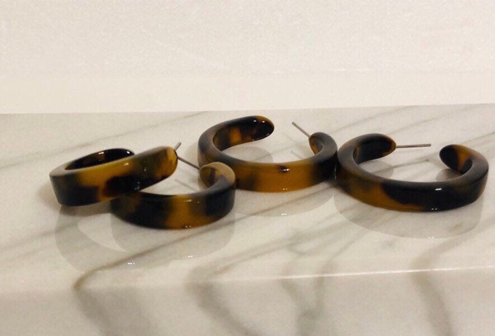 Chunky Tortoise Shell Hoop Earrings Acetate Earrings - Etsy