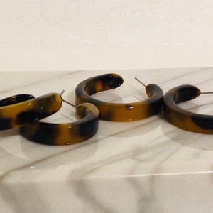 Chunky Tortoise Shell Hoop Earrings, Acetate Earrings, Tortoise Hoop Earrings in Small Size ...