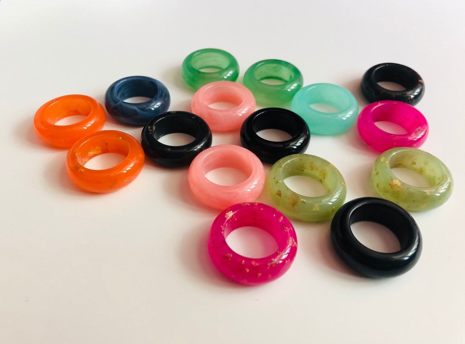 Chunky Lucite Ring Gold Foil Confetti Fuchsia Pink Lucite - Etsy UK