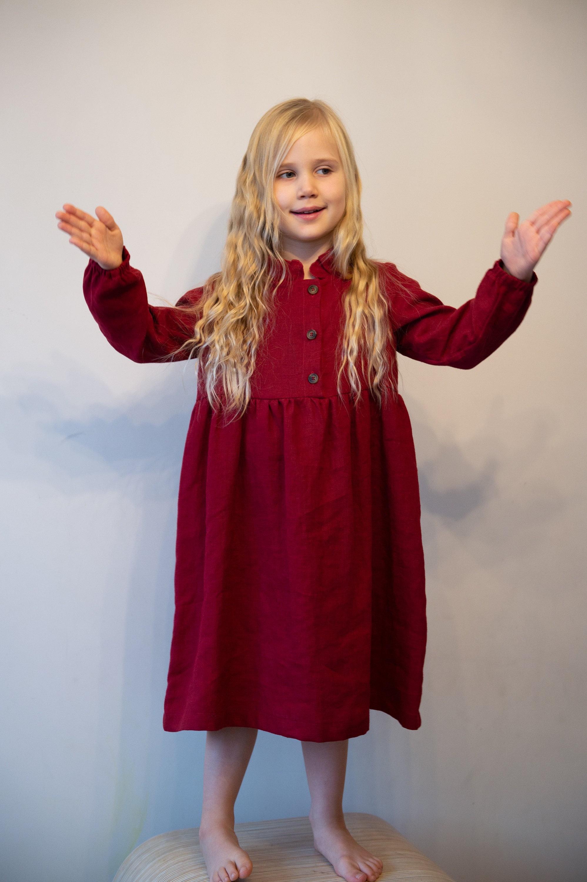 Girls Linen Dress Linen Dress Toddler Ruffled Collar Linen - Etsy