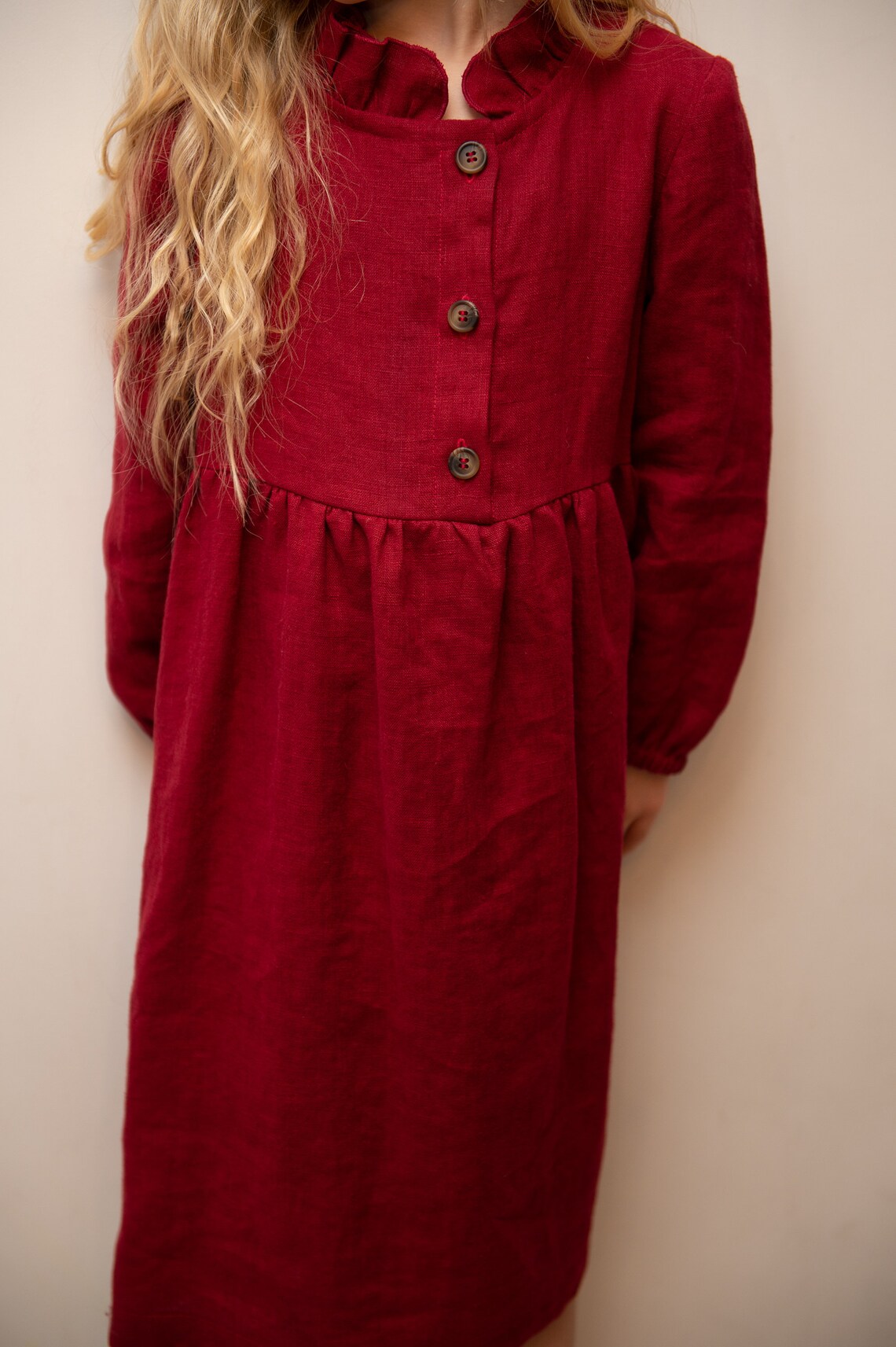 Girls Linen Dress Linen Dress Toddler Ruffled Collar Linen - Etsy