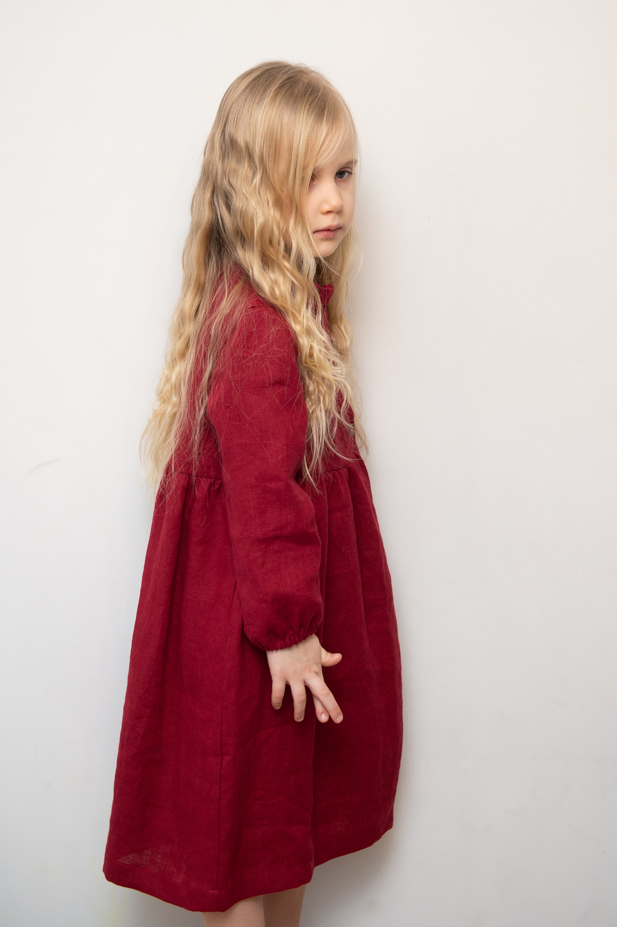 Girls Linen Dress Linen Dress Toddler Ruffled Collar Linen - Etsy