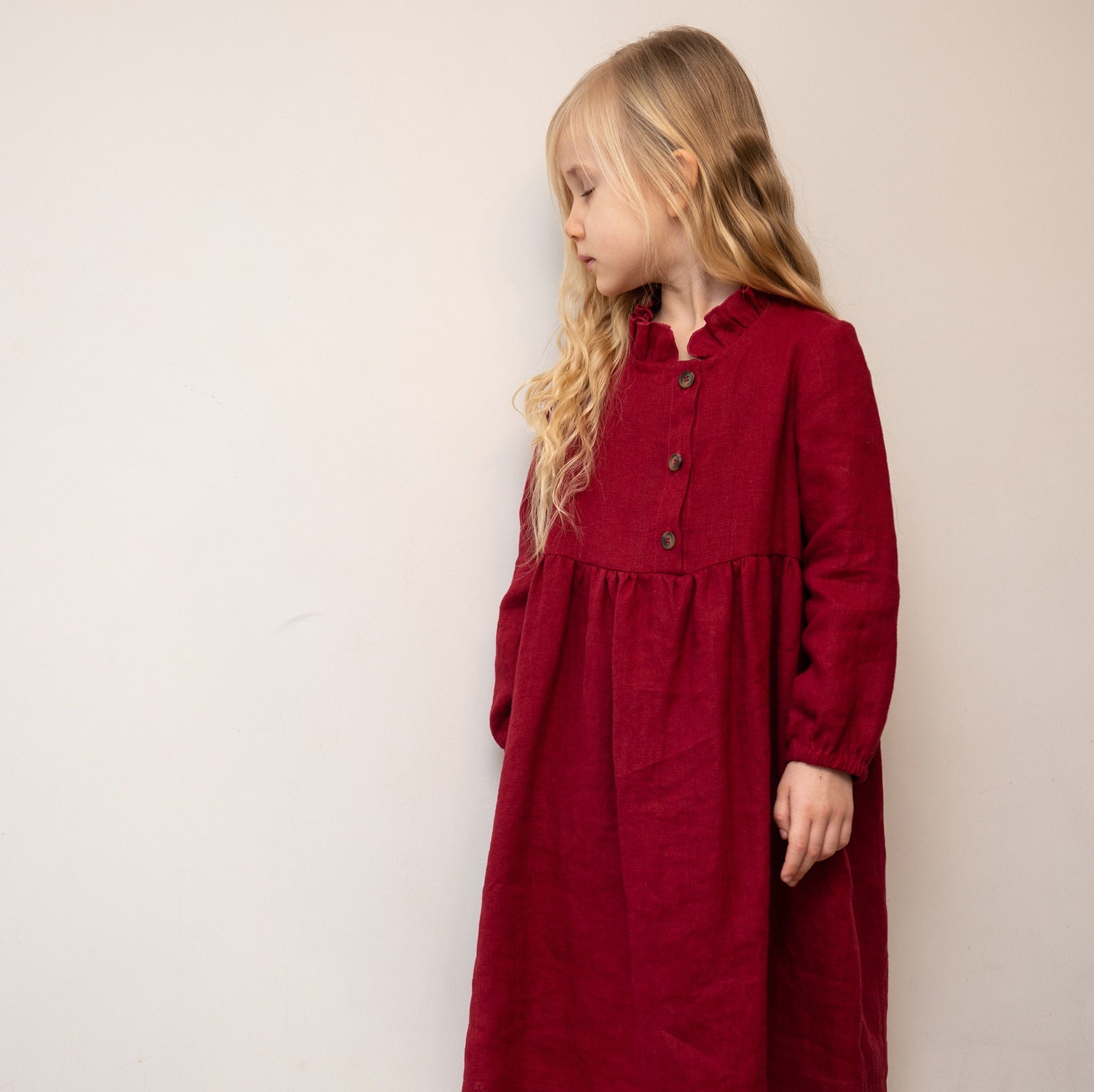 Girls Linen Dress Linen Dress Toddler Ruffled Collar Linen - Etsy