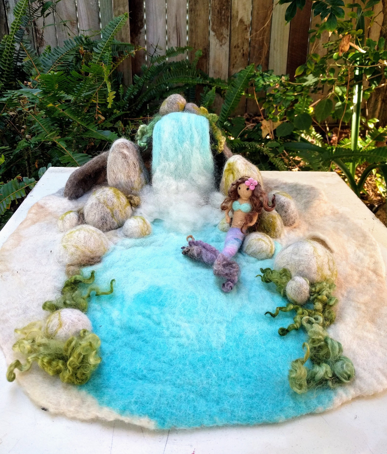 Waldorf Felted Mermaid Waterfall Lagoon Play Mat | Etsy