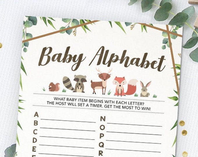 Baby Alphabet, Baby ABC Game, Baby Shower Game, Printable, Instant ...