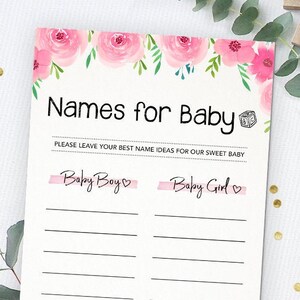 Names for Baby Baby Shower Game Memory Card Name - Etsy