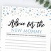 Advice for the New Mommy, Baby Shower Game Printable, Baby Shower ...