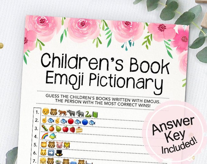 Children's Book Emoji Pictionary, Emoji Game, Baby Shower Game, Baby ...