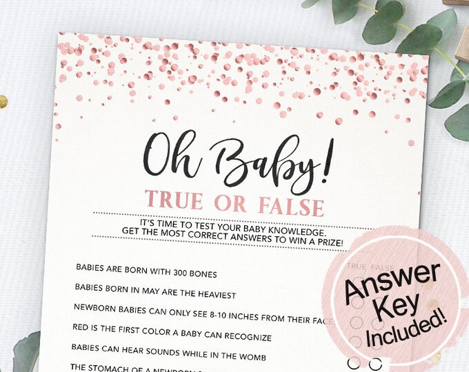 Oh Baby True or False Game, Baby Shower Trivia, Baby Shower Printable ...