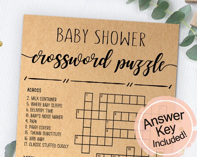 Baby Shower Crossword Puzzle, Baby Shower Crossword Game, Instant ...