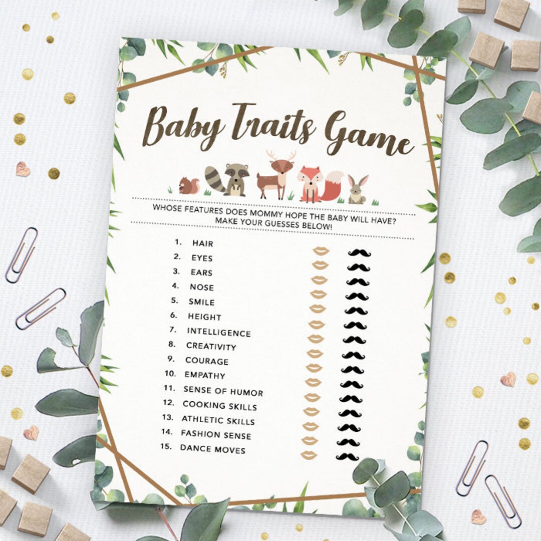 Baby Traits Game, Baby Shower Game Printable, Baby Shower Instant ...
