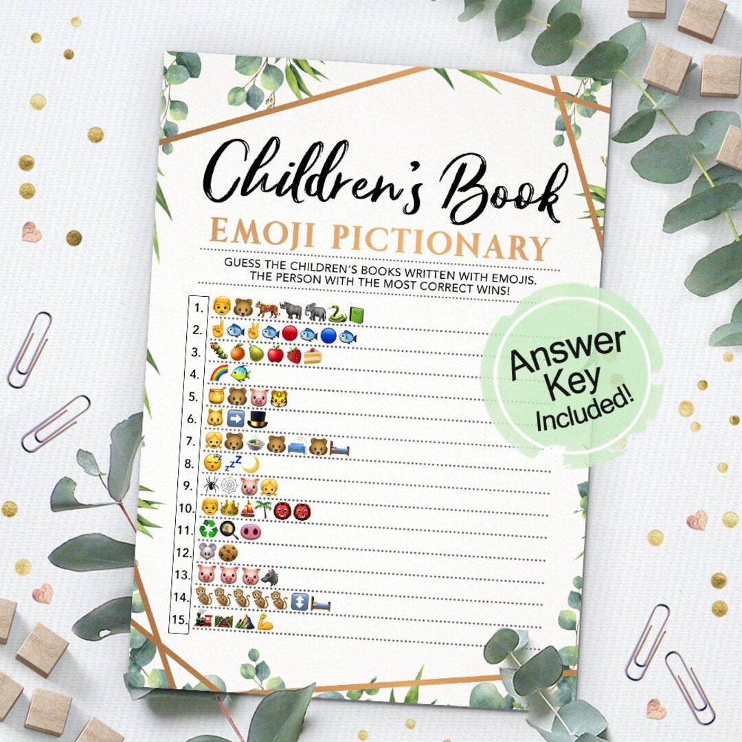 Children's Book Emoji Pictionary, Emoji Game, Baby Shower Game, Instant ...