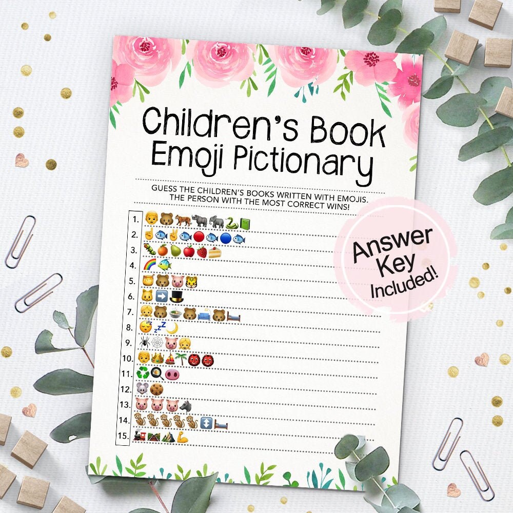Children's Book Emoji Pictionary Emoji Game Baby Shower - Etsy
