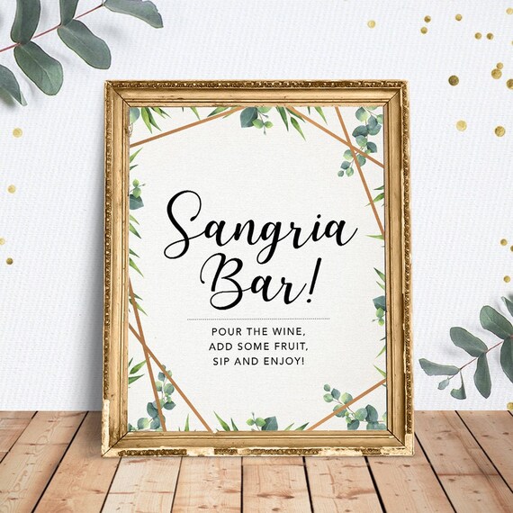 Sangria Bar Sign Baby Shower Sign Bridal Shower Sign | Etsy