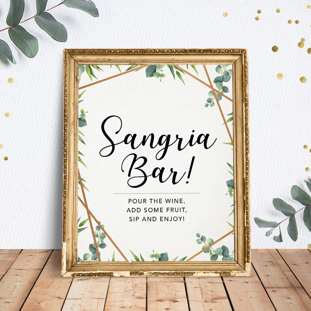 Sangria Bar Sign Baby Shower Sign Bridal Shower Sign | Etsy