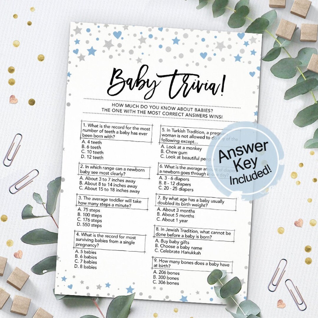 Baby Trivia Game Baby Shower Games Boy Baby Shower Game - Etsy