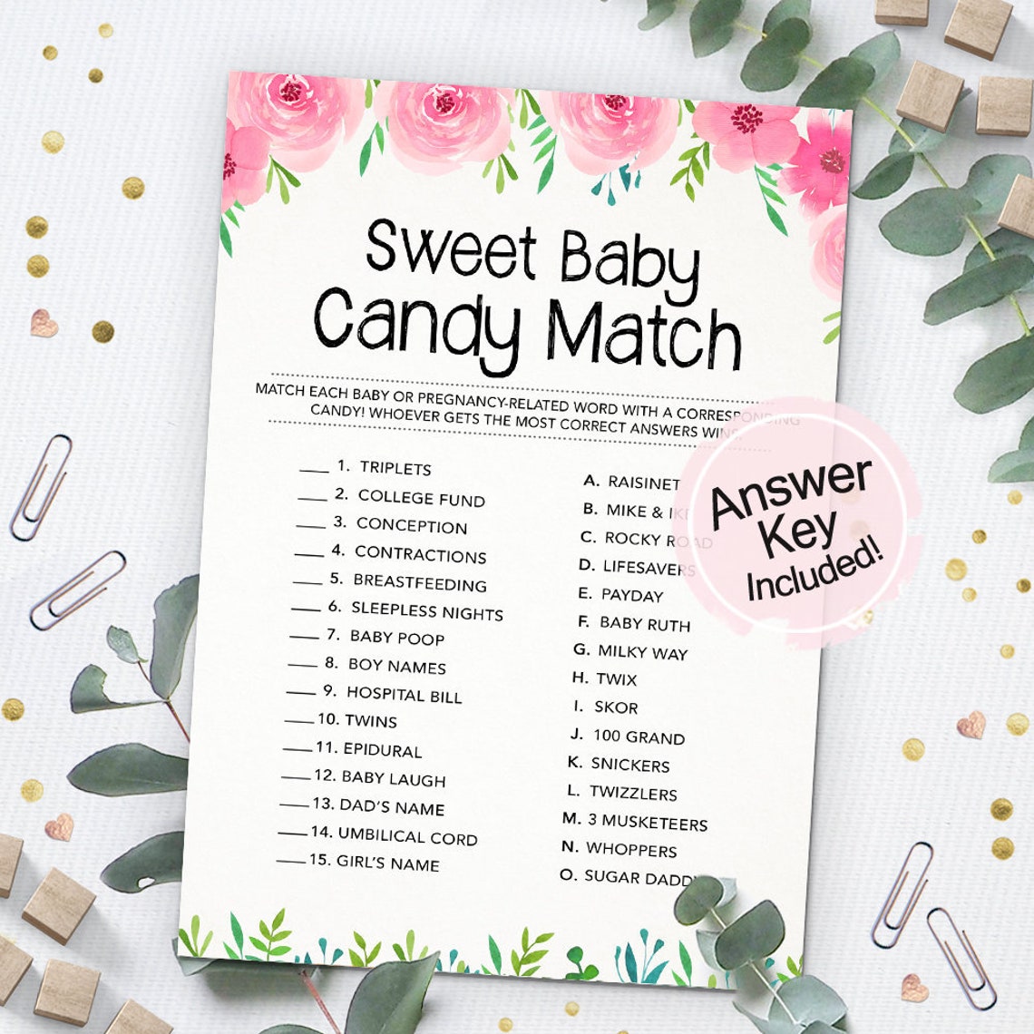 Sweet Baby Candy Match Baby Shower Game Baby Shower | Etsy