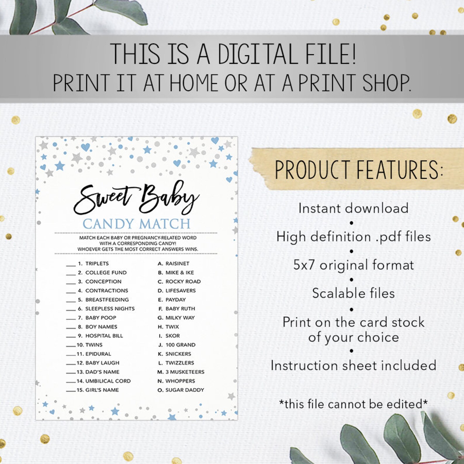 Sweet Baby Candy Match Game Baby Shower Game Printable Baby | Etsy