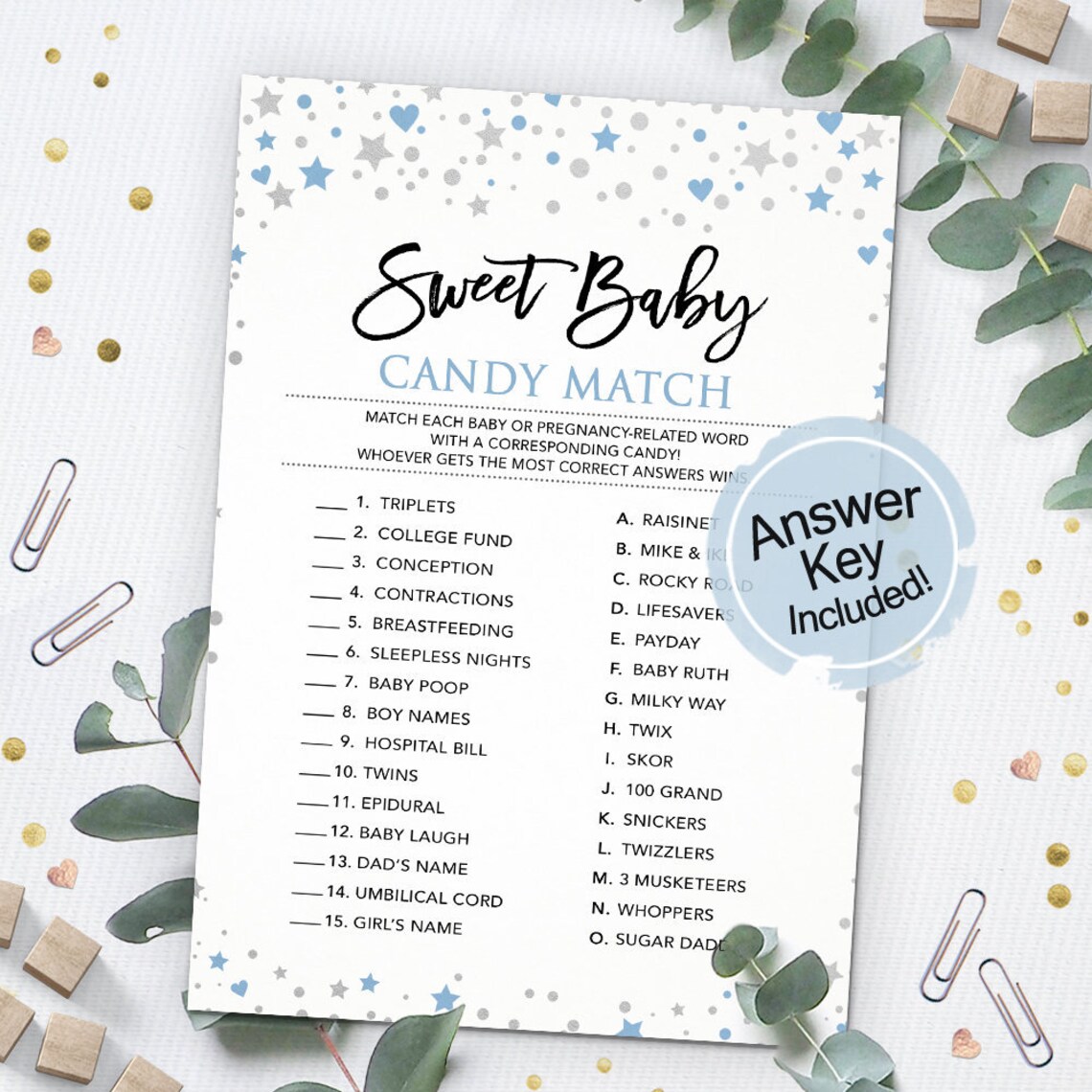 Sweet Baby Candy Match Game Baby Shower Game Printable Baby | Etsy