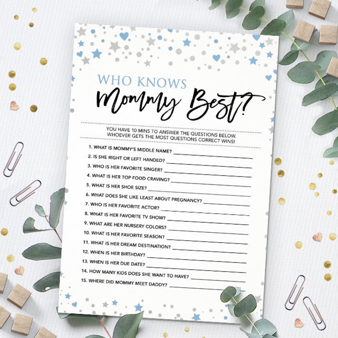 Who Knows Mommy Best Baby Shower Game Printable Baby Shower - Etsy