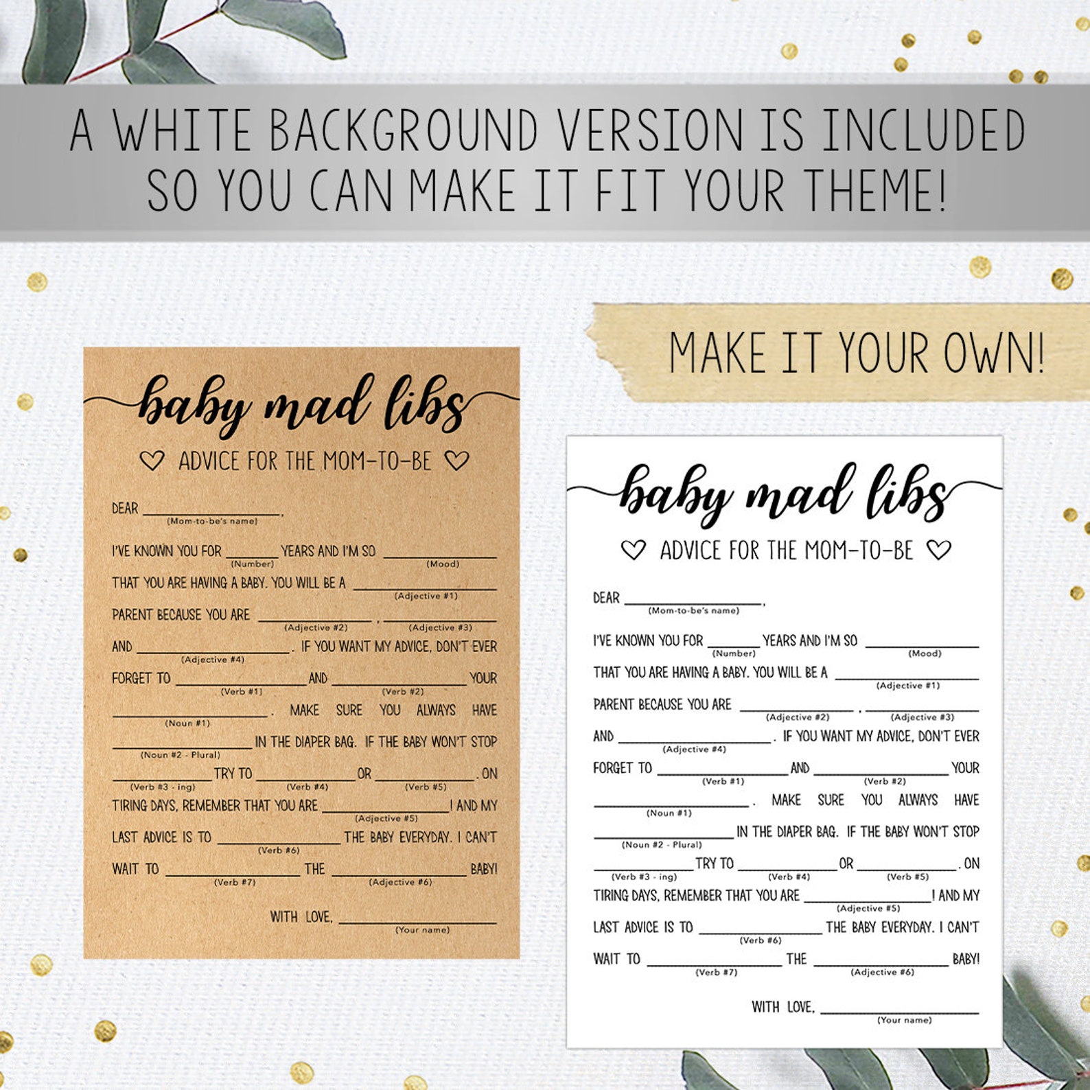 Baby Mad Libs Advice for the Mom-to-be Baby Shower Mad Libs - Etsy