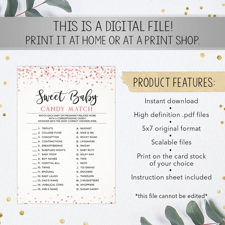 Sweet Baby Candy Match Baby Candy Game Baby Shower - Etsy