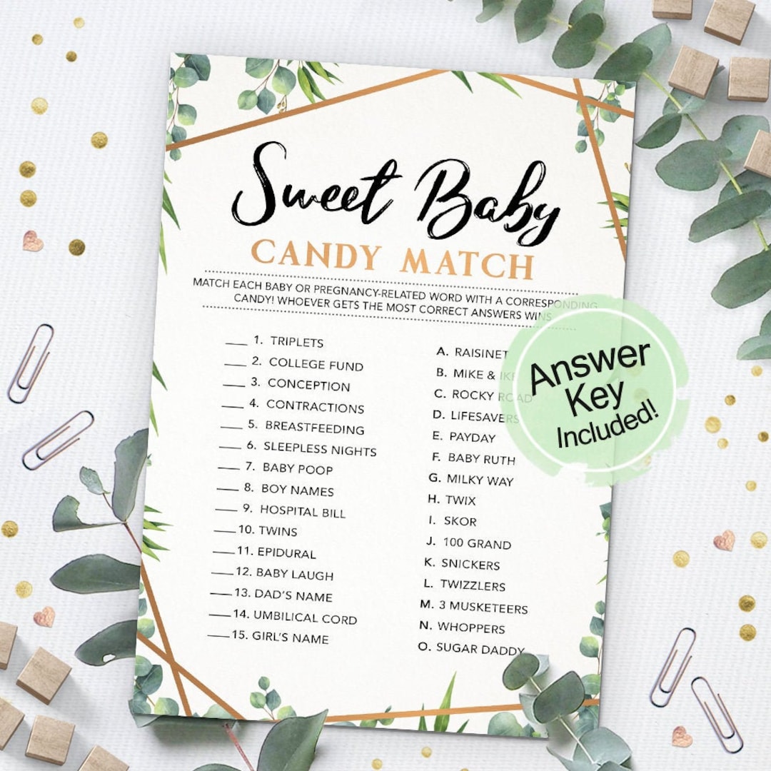 Sweet Baby Candy Match, Pregnancy Candy Match, Baby Shower Game ...