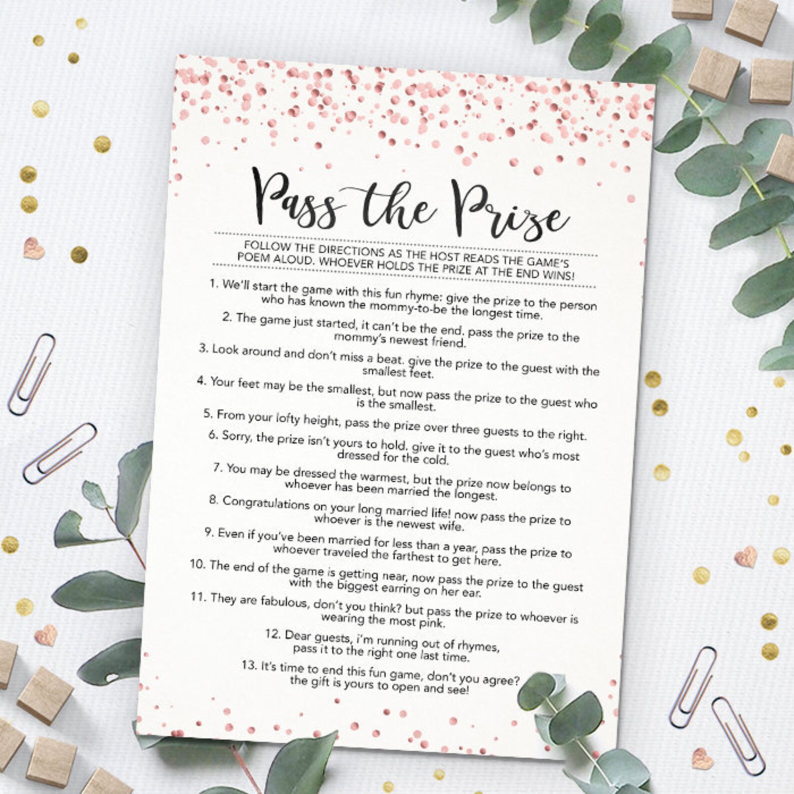 Pass the Prize, Pass the Rhyme Game, Baby Rhyme Game, Baby Shower Game ...