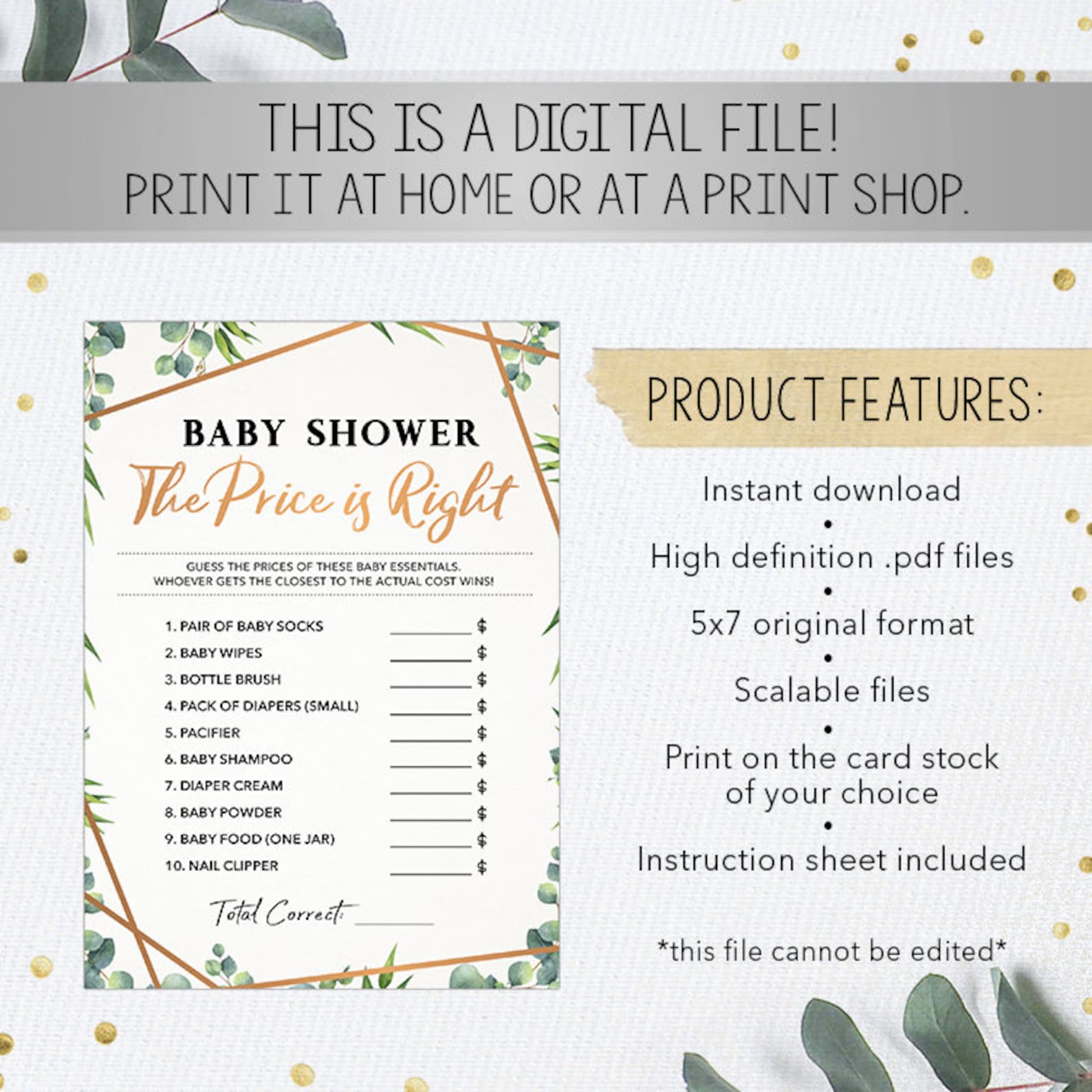 The Price is Right Baby Shower Game Baby Shower Activities | Etsy