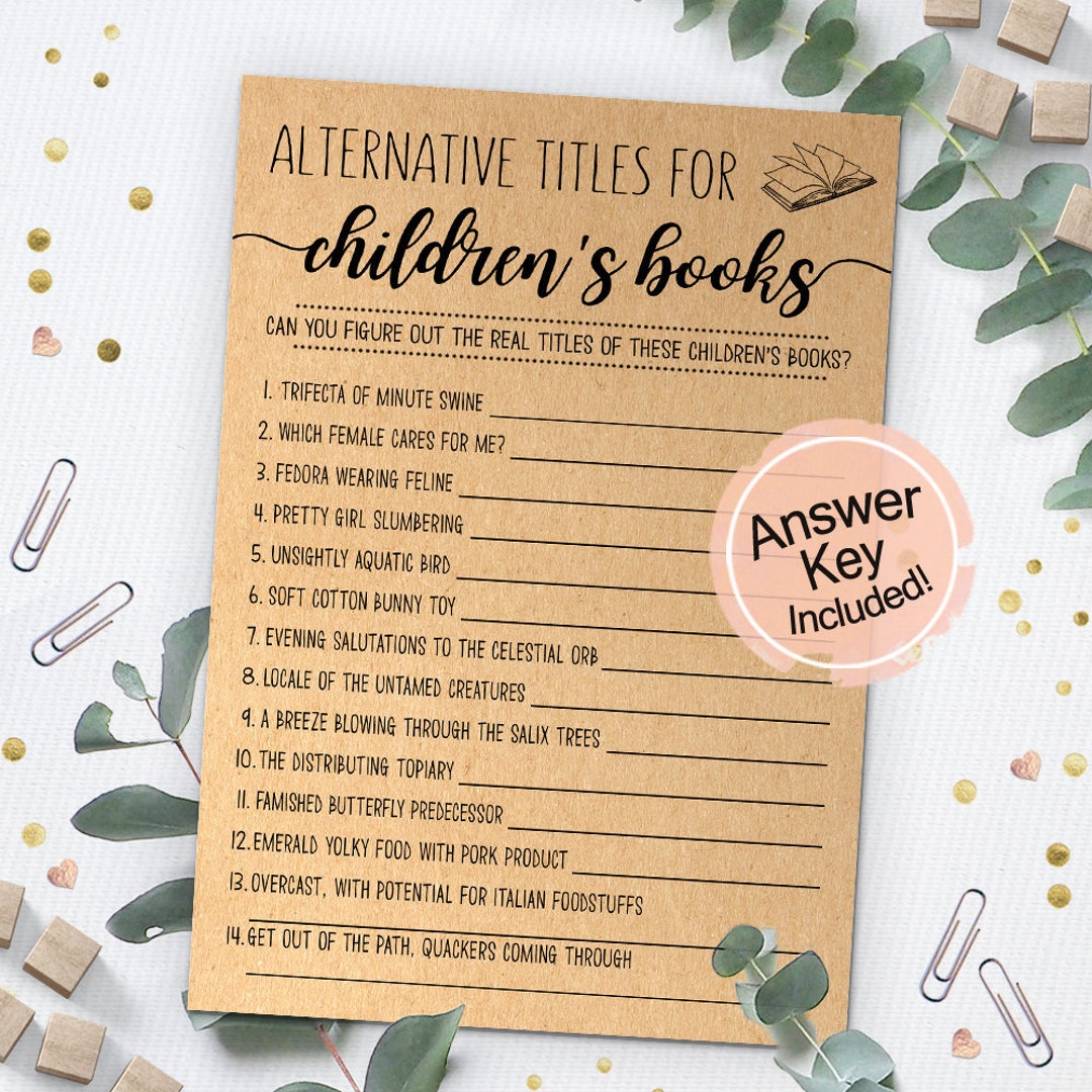 Alternative Titles for Children's Books, Baby Shower Game, Instant ...