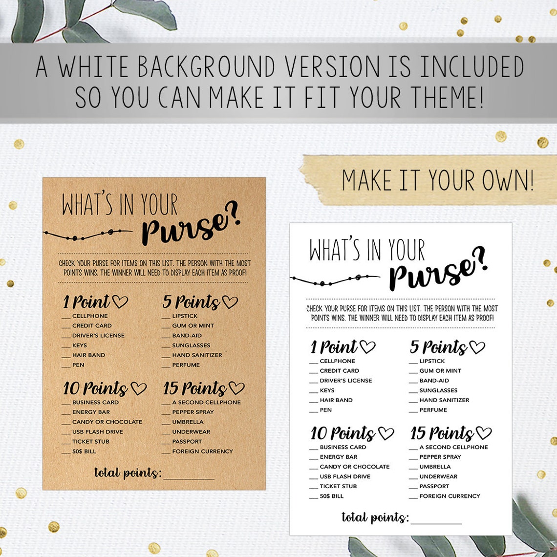 What's in Your Purse Baby Shower Game Whats in Your | Etsy Canada