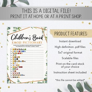 Children's Book Emoji Pictionary Emoji Game Baby Shower | Etsy